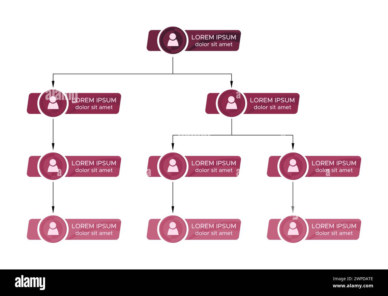 Colorful business structure concept, corporate organization chart scheme with people icons ...