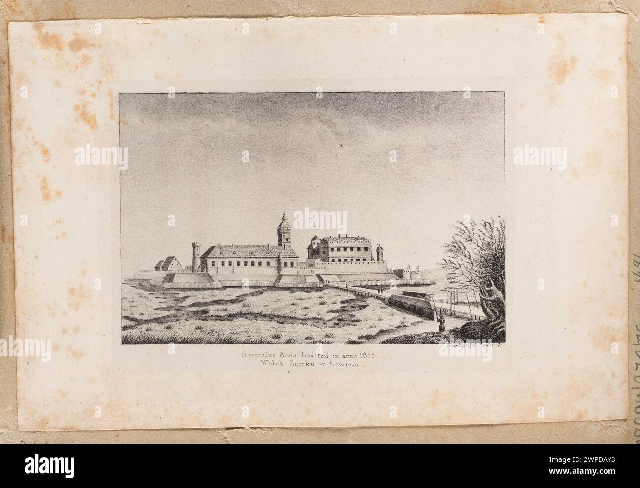 Illustration showing the castle in Łowicz, created around 1847 by ...