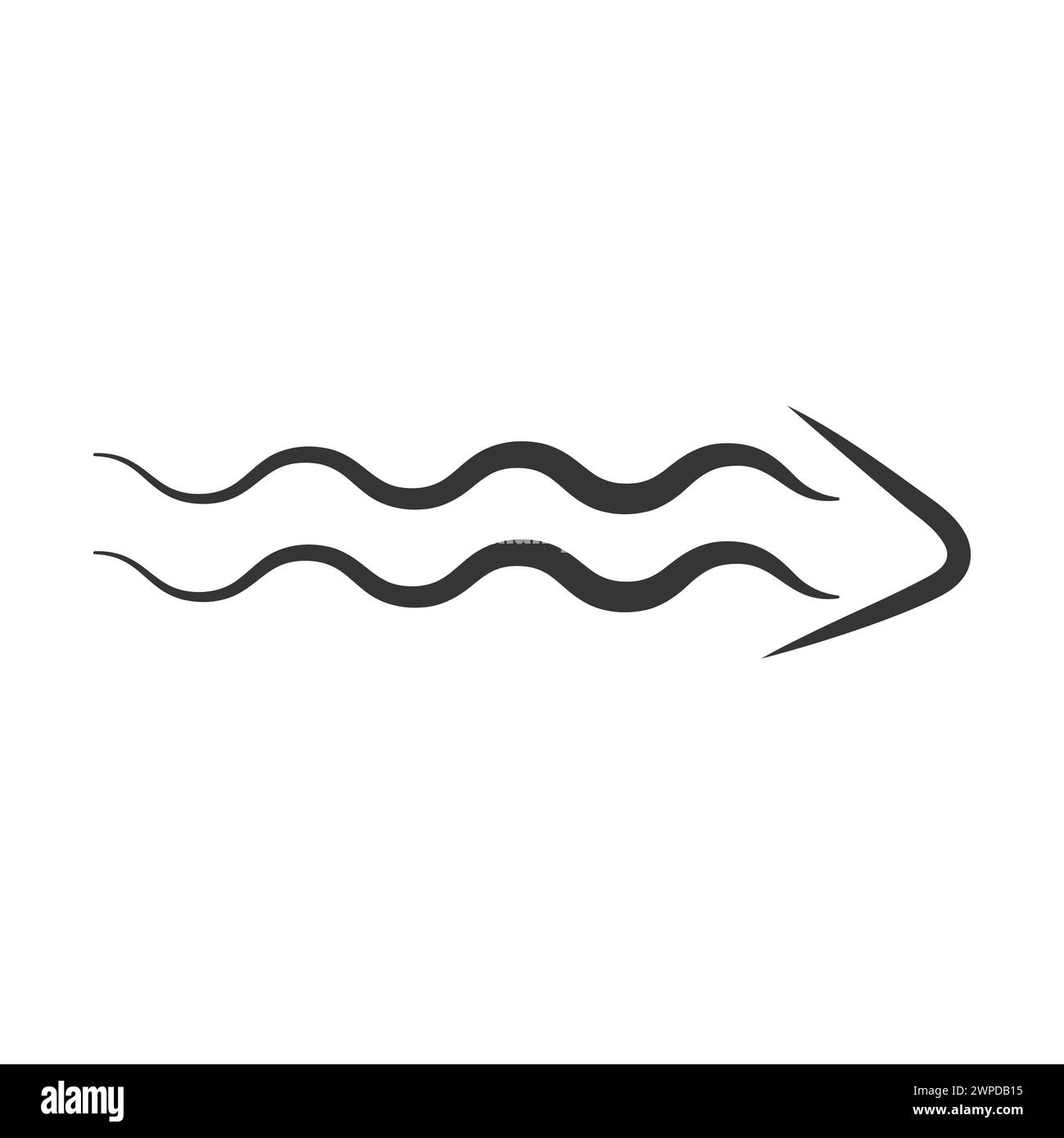 Wind direction of air movement sign, black curl lines silhouette sign ...