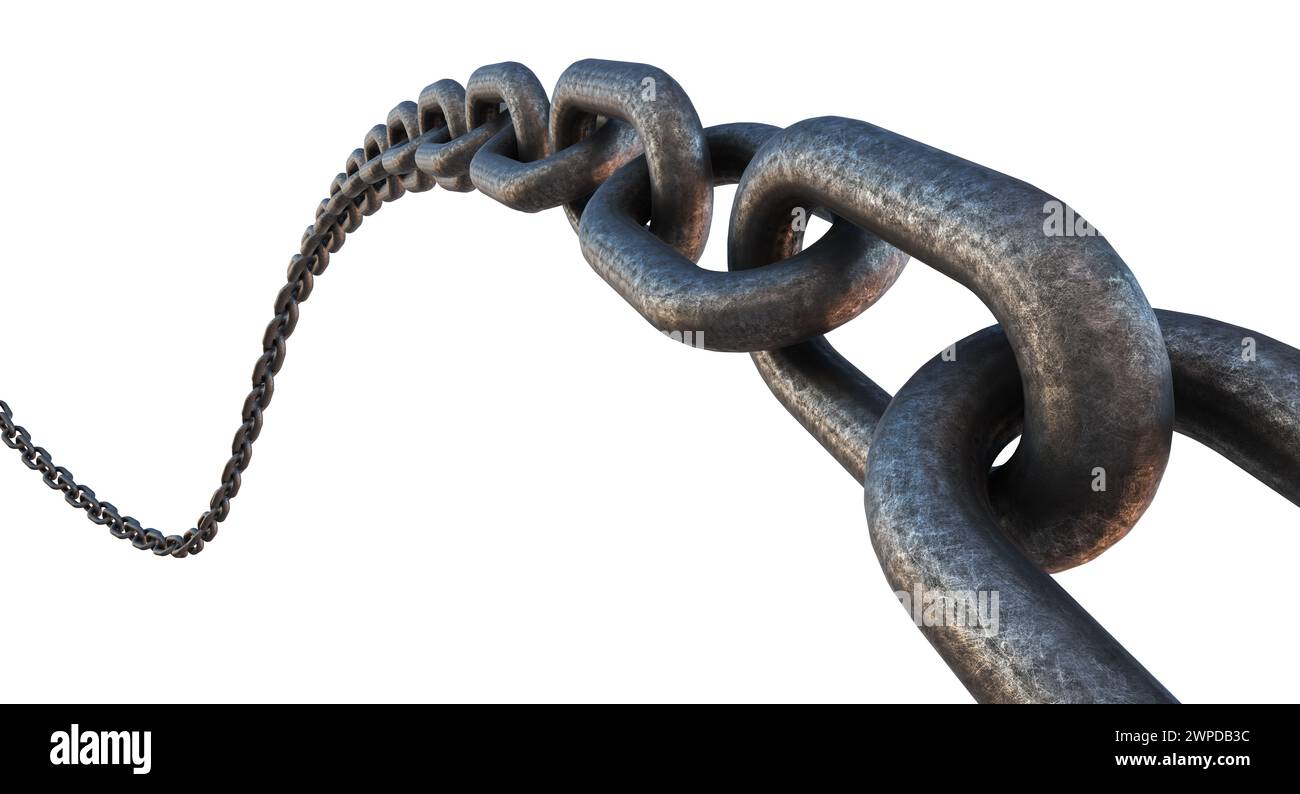 chain isolated on white background intensive perspective old grunge ...