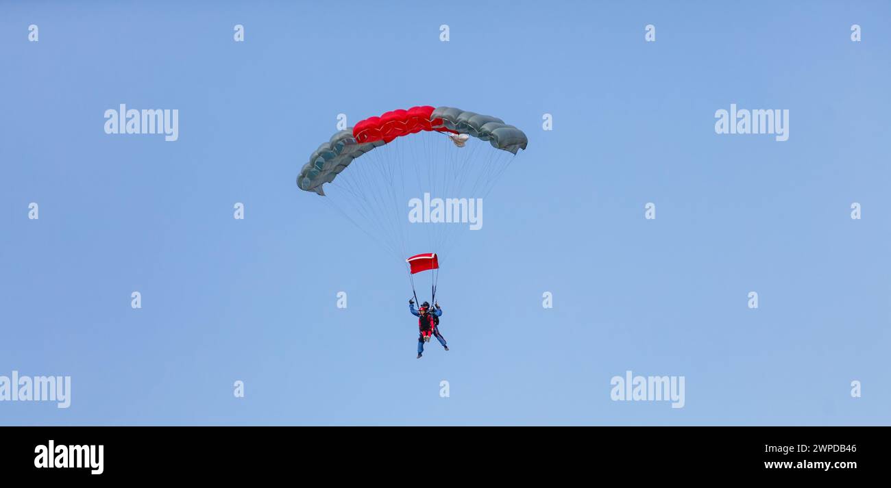 Skydiver freedom concept vintage color Stock Photo - Alamy