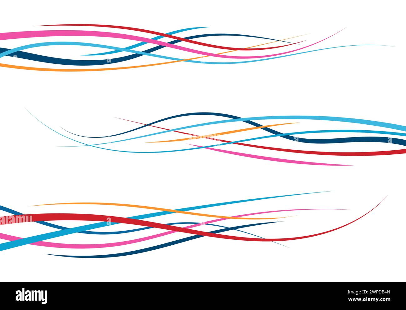 Set of abstract color curved lines. Wave design element. Vector ...