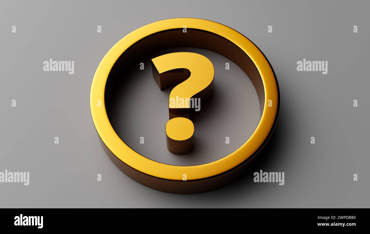 3d golden question mark hi-res stock photography and images - Alamy