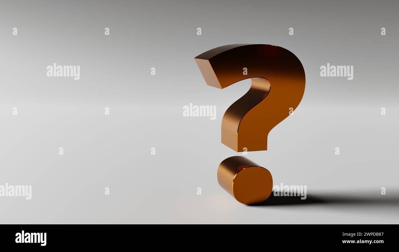 Copyspace background of golden question mark symbol. 3d rendering Stock Photo - Alamy