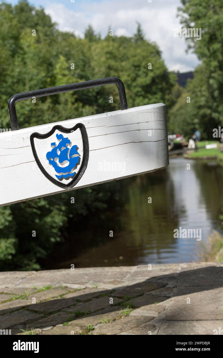 UK, West Yorkshire, the Blue Peter lock on the Huddersfield Narrow ...