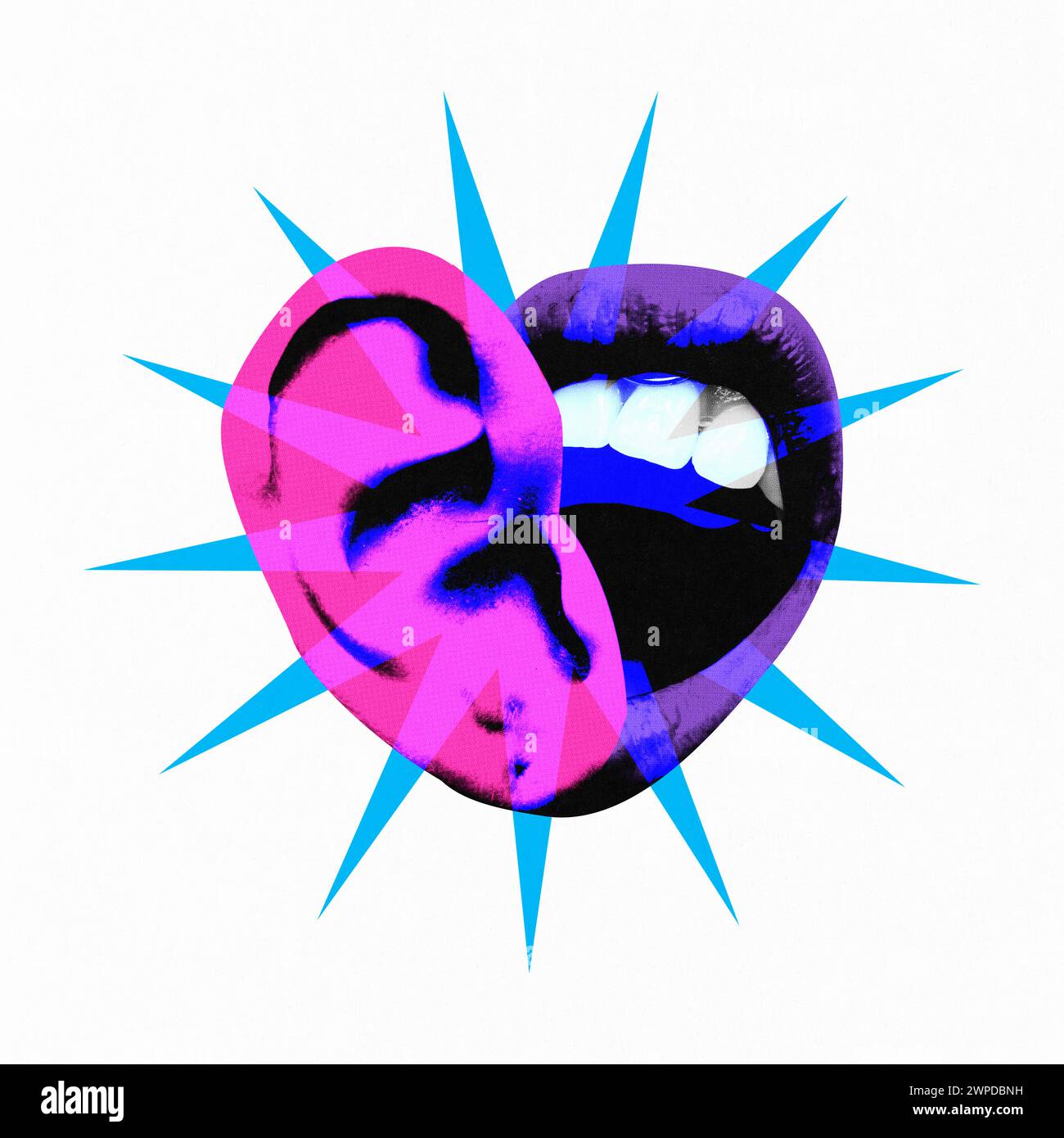 Poster. Contemporary art collage. Propaganda. Abstract artwork of ear ...