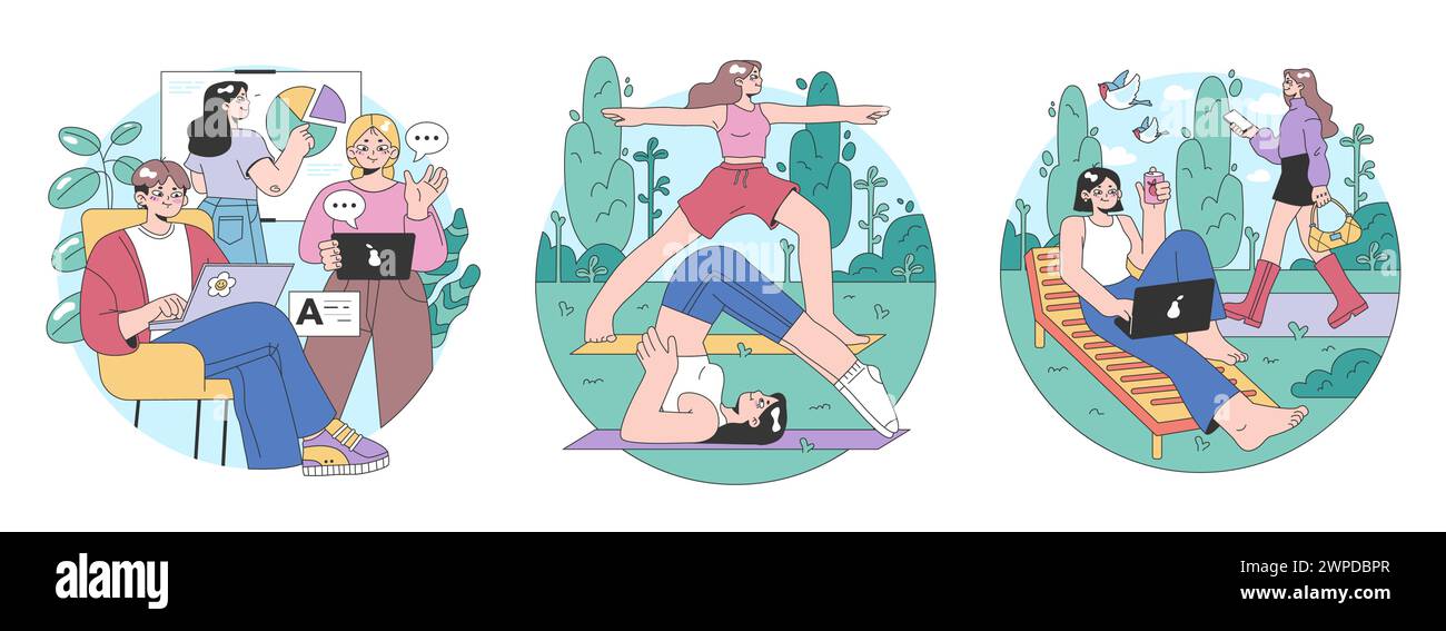 Third place idea set. Social surroundings, separate from home and ...