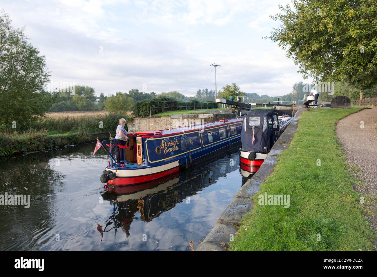 UK, Calder Grove, canal boats on the Calder and Hebble Navigation Canal ...