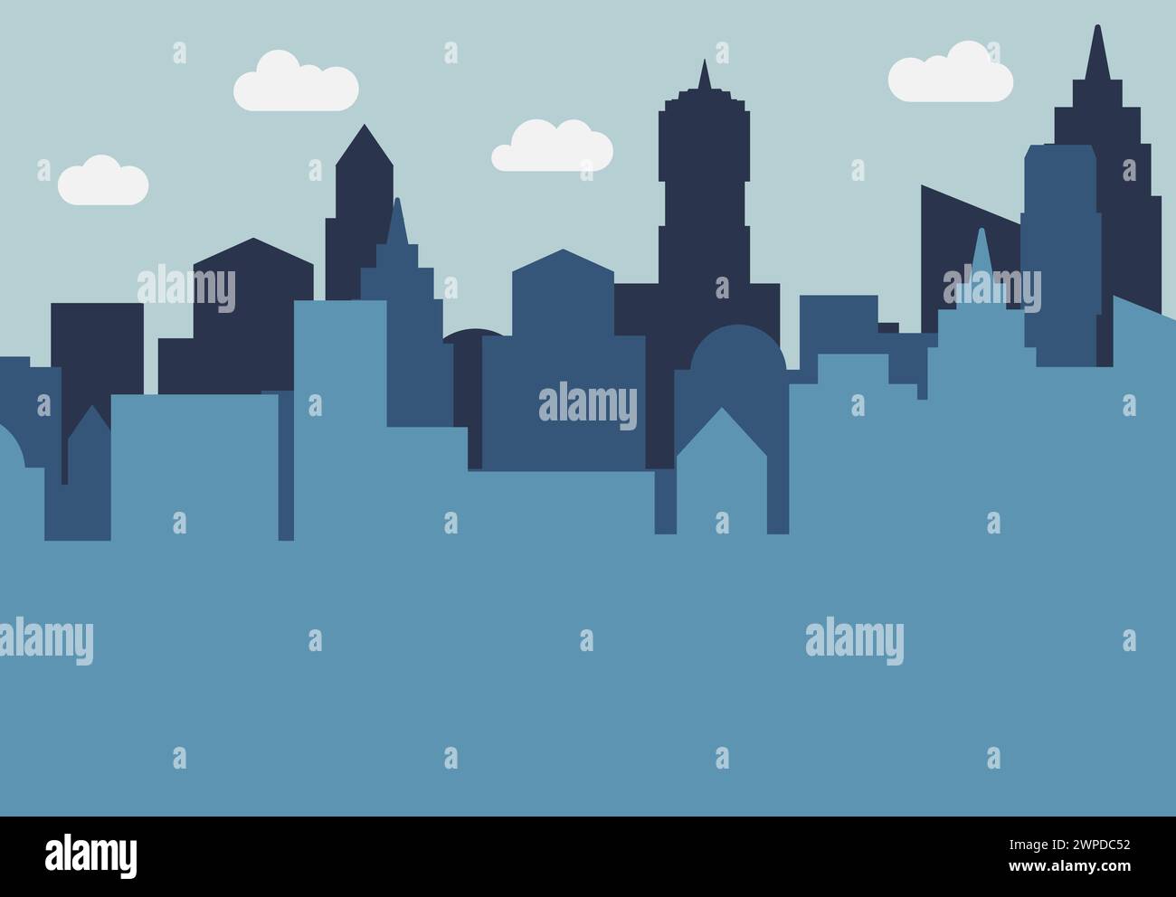 City landscape with skyscrapers in the daytime. Vector illustration ...