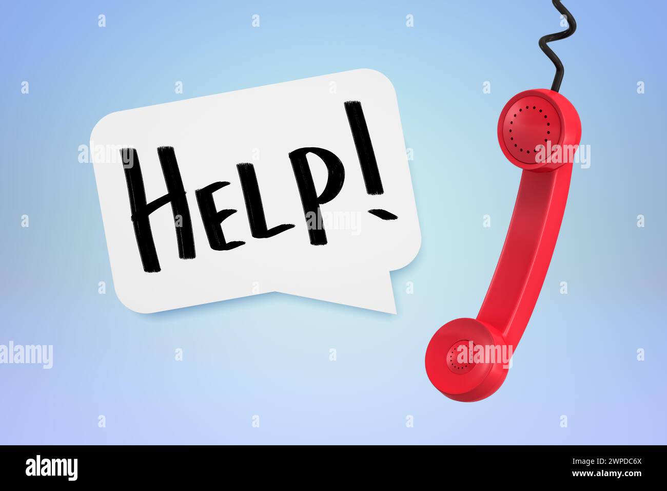 Help message and phone conveying urgency Stock Photo - Alamy