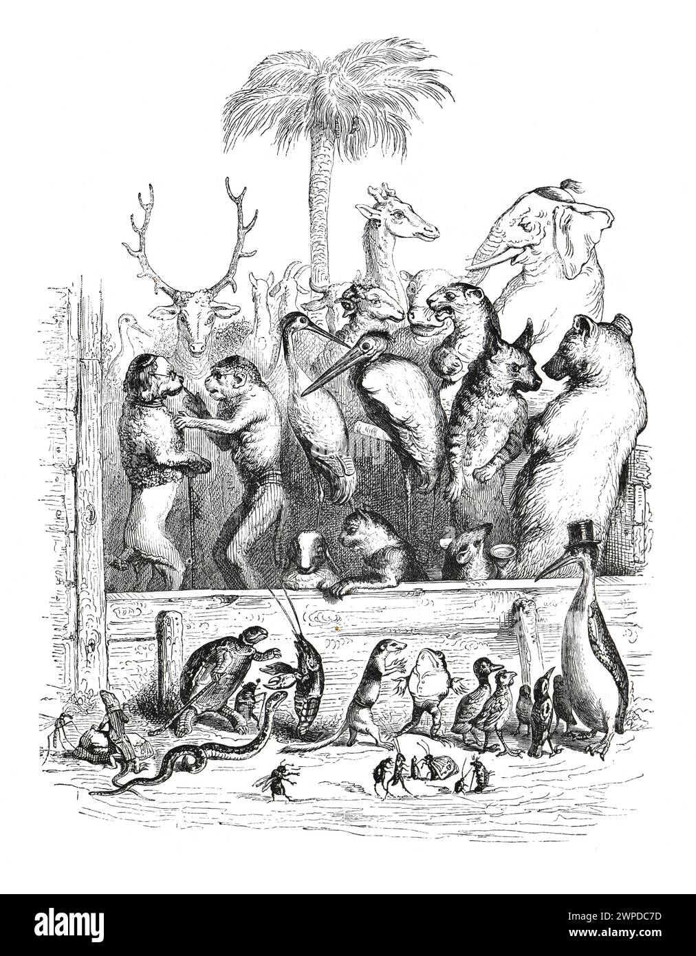 Anthropomorphic animals. Large group of animals humanized cyborg ...