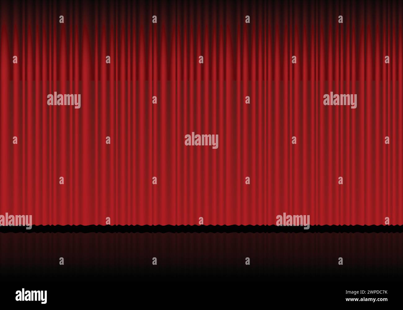 Red curtain opera, cinema or theater stage drapes. Spotlight on closed ...