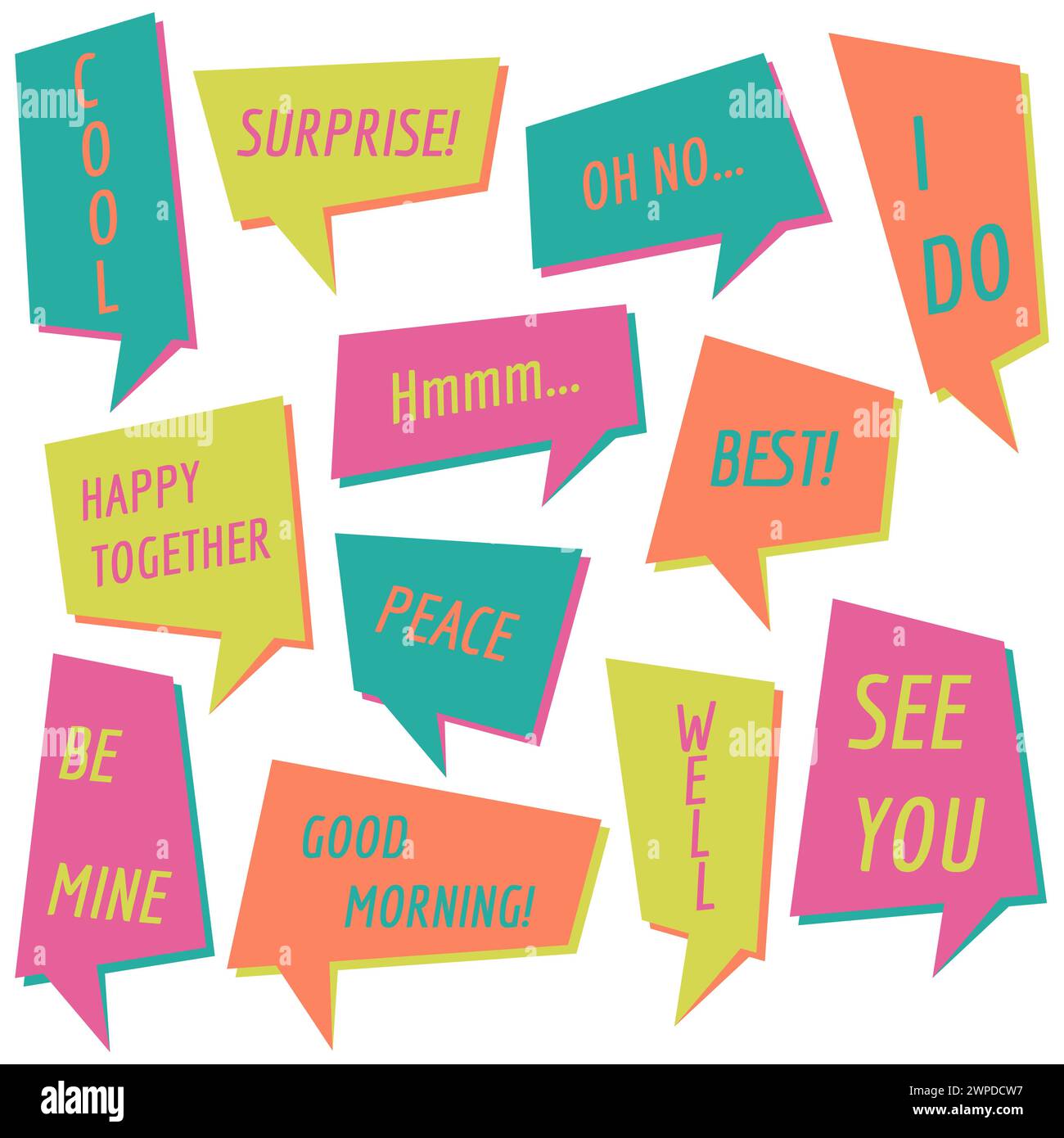 Set of speech bubbles on a white background with different inscriptions ...