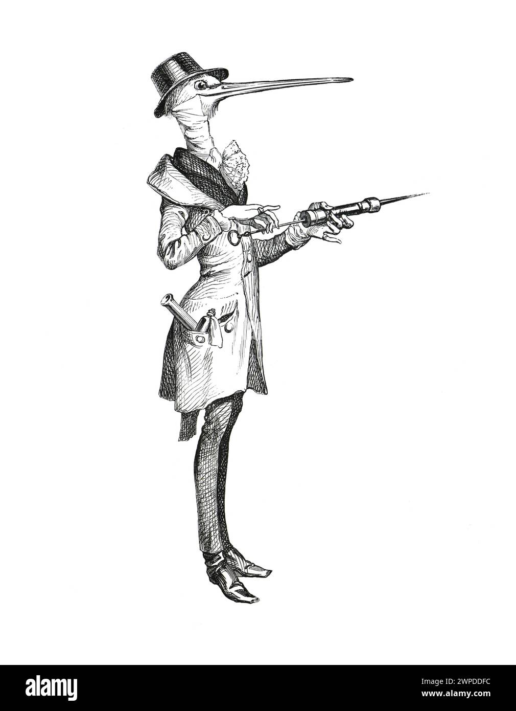 Anthropomorphic animals. Stork with syringe. Stork with vaccine.Avian ...