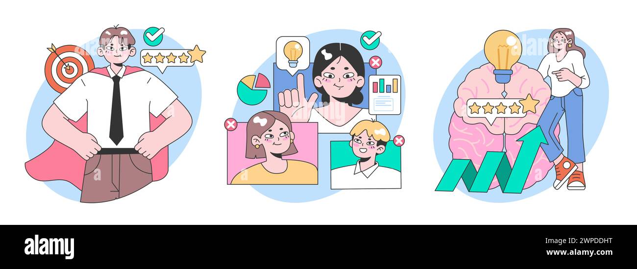 Professional Feedback set. Business dynamics, target achievement and ...