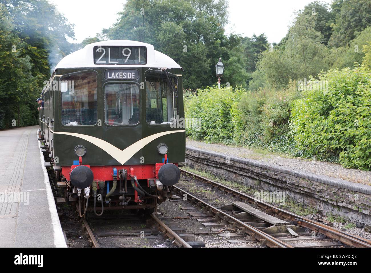 UK, Cumbria, Lakeside Station, train on the Haverthwaite railway Stock ...
