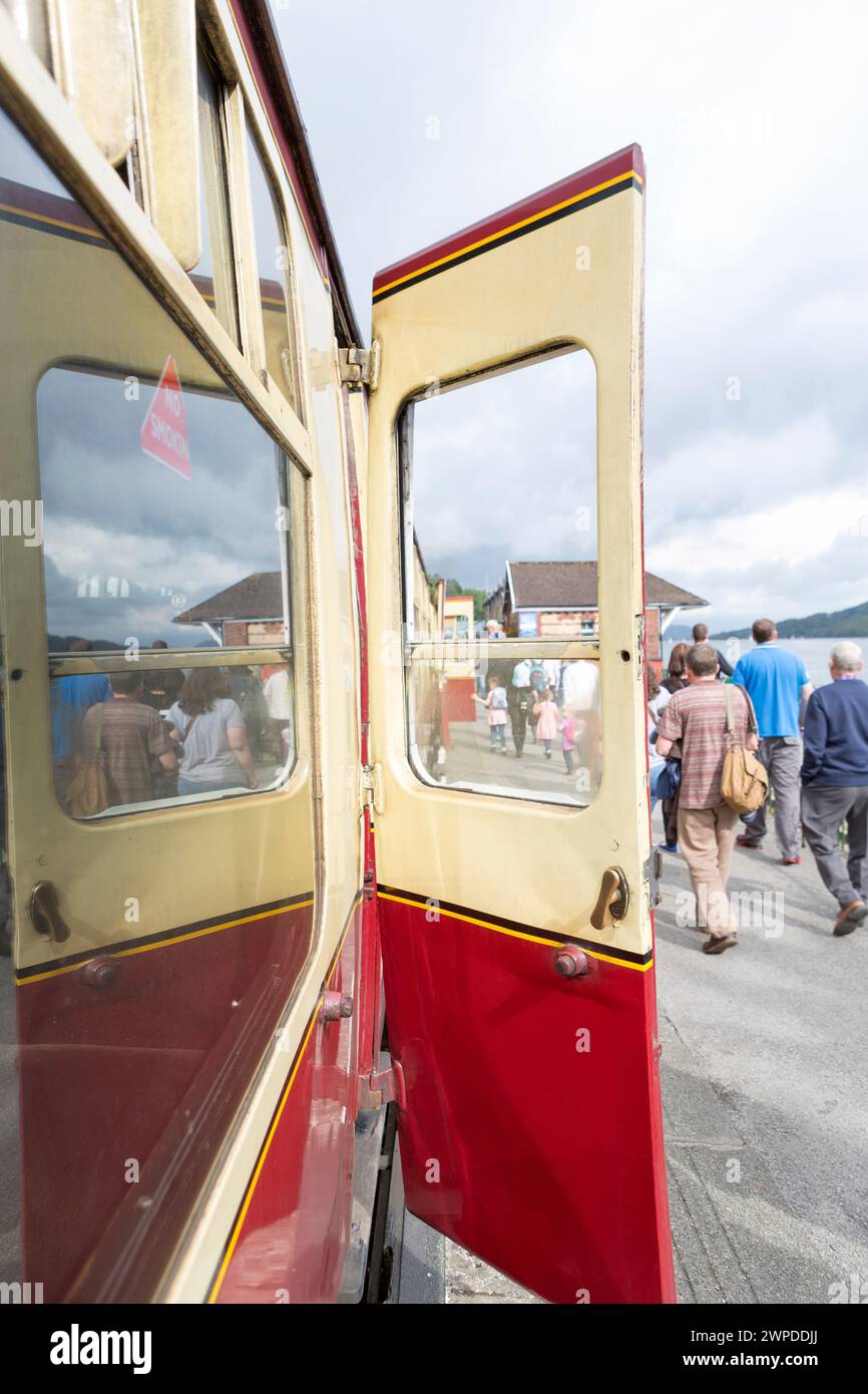 UK, Cumbria, Lakeside Station, steam train on the Haverthwaite railway ...