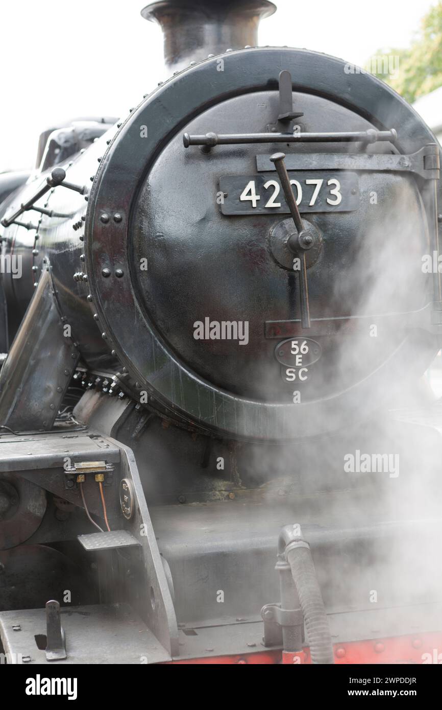 UK, Cumbria, Lakeside Station, steam train on the Haverthwaite railway ...