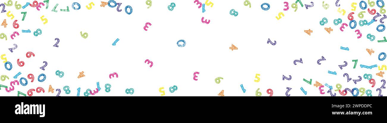Falling colorful sketch numbers. Math study concept with flying digits ...