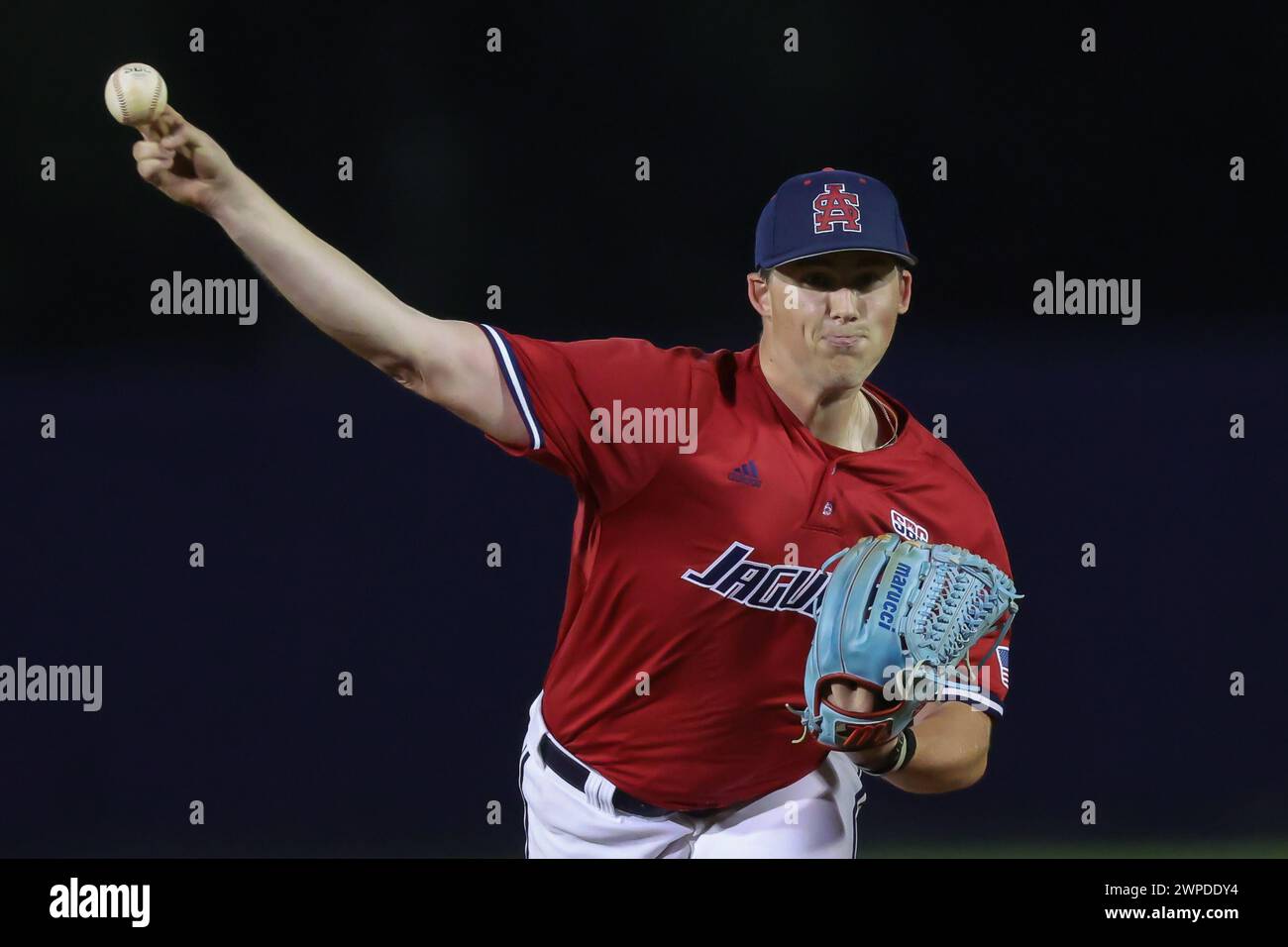 Mobile, Alabsma. 06th Mar, 2024. South Alabama pitcher Andrew Elkhill ...