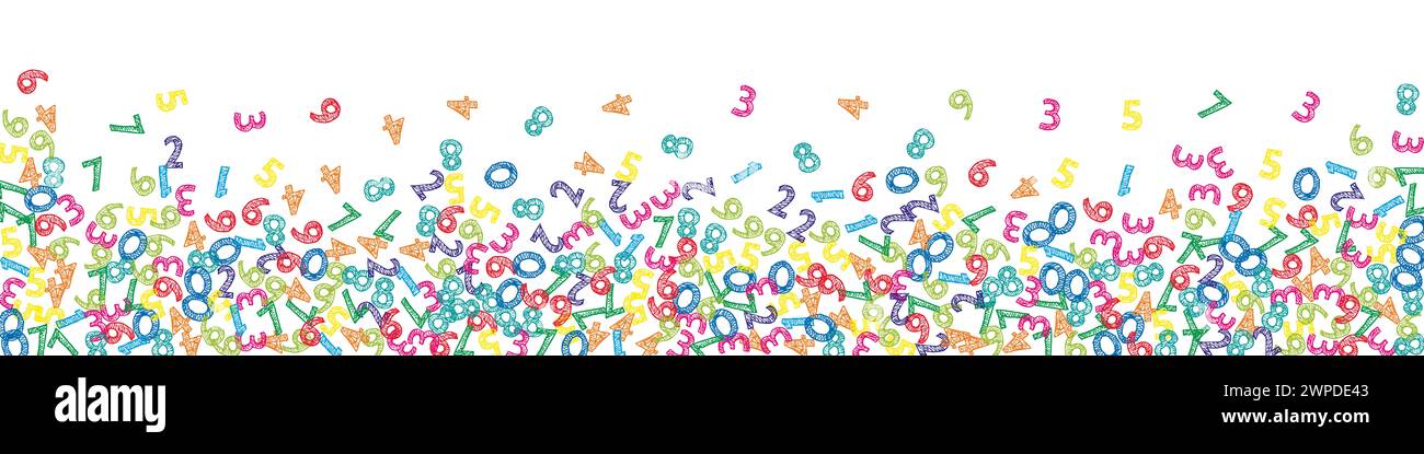 Falling colorful sketch numbers. Math study concept with flying digits ...