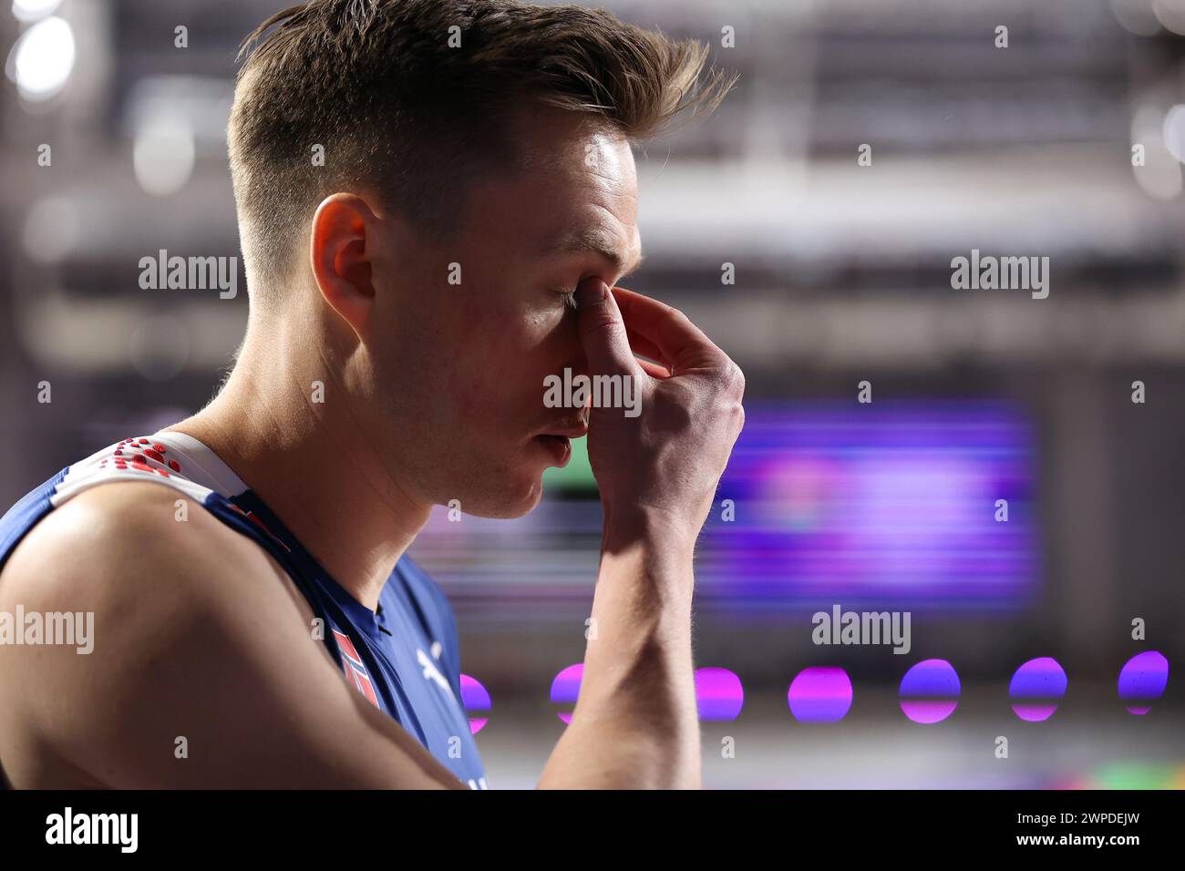 Karsten Warholm (NOR, 400 Metres) rubs his eyes during the 2024 World ...