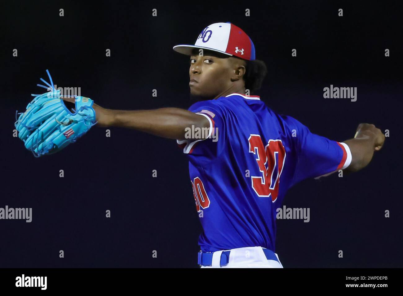 Mobile, Alabsma. 06th Mar, 2024. New Orleans pitcher Kyrin Tyson-Long ...