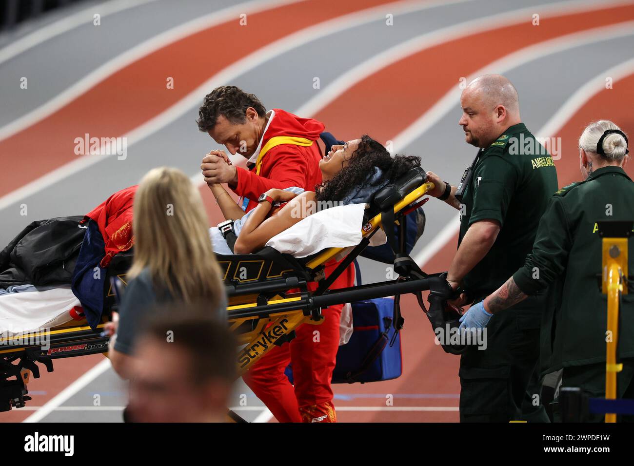 Maria Vicente (ESP, Pentathlon) is stretchered off injuredduring the ...