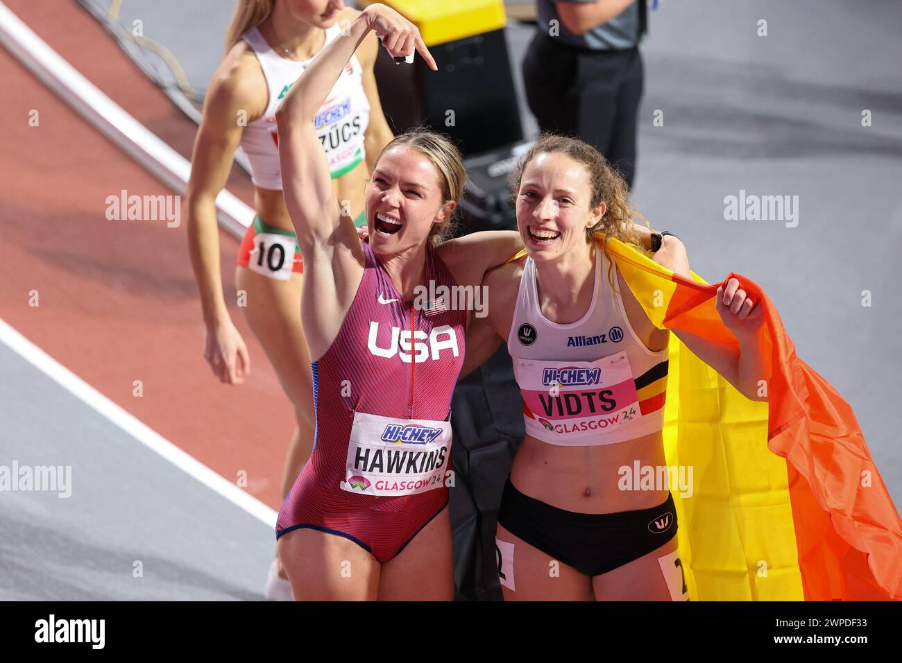 Chari Hawkins (USA, Pentathlon) celebrates a pentathlon victory for ...