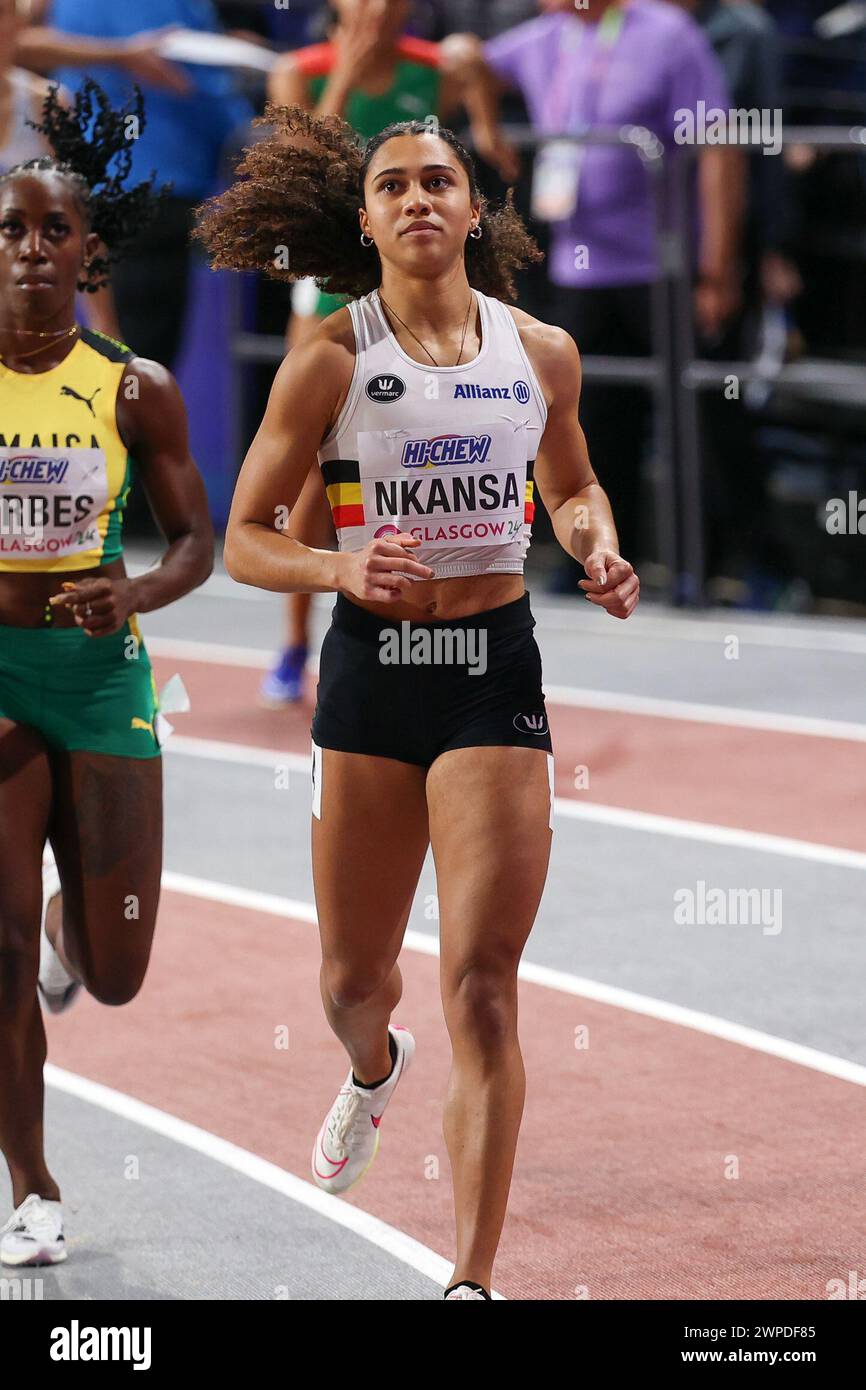 Delphine Nkansa (BEL, 60 Metres) during the 2024 World Athletics ...