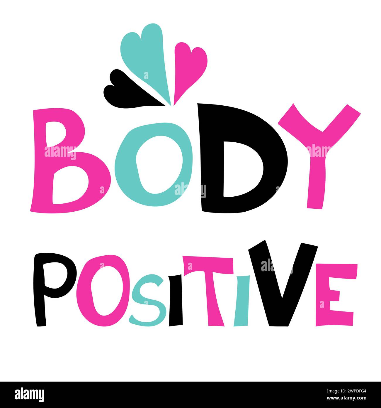 Typographic design poster template Body positive in bright colours on ...