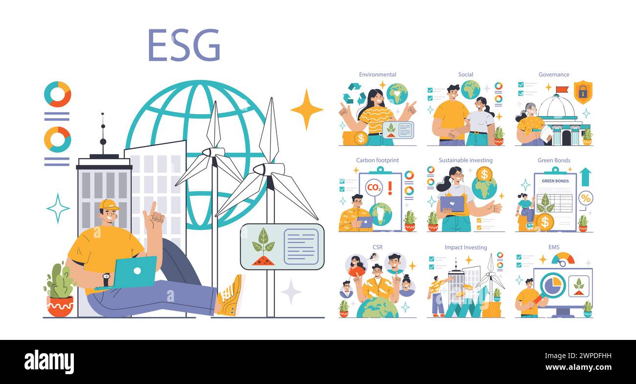 ESG set. Exploring Environmental, Social, Governance factors. Carbon ...
