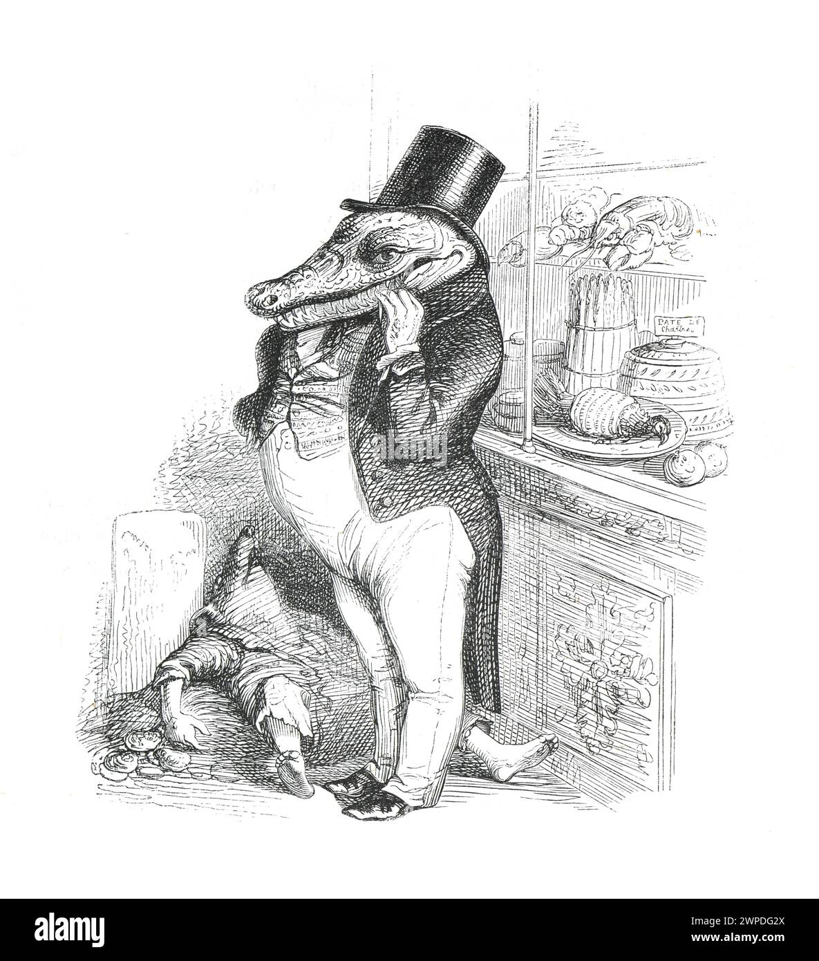 Anthropomorphic animals.Crocodile finds mouse dead.humanized cyborg ...