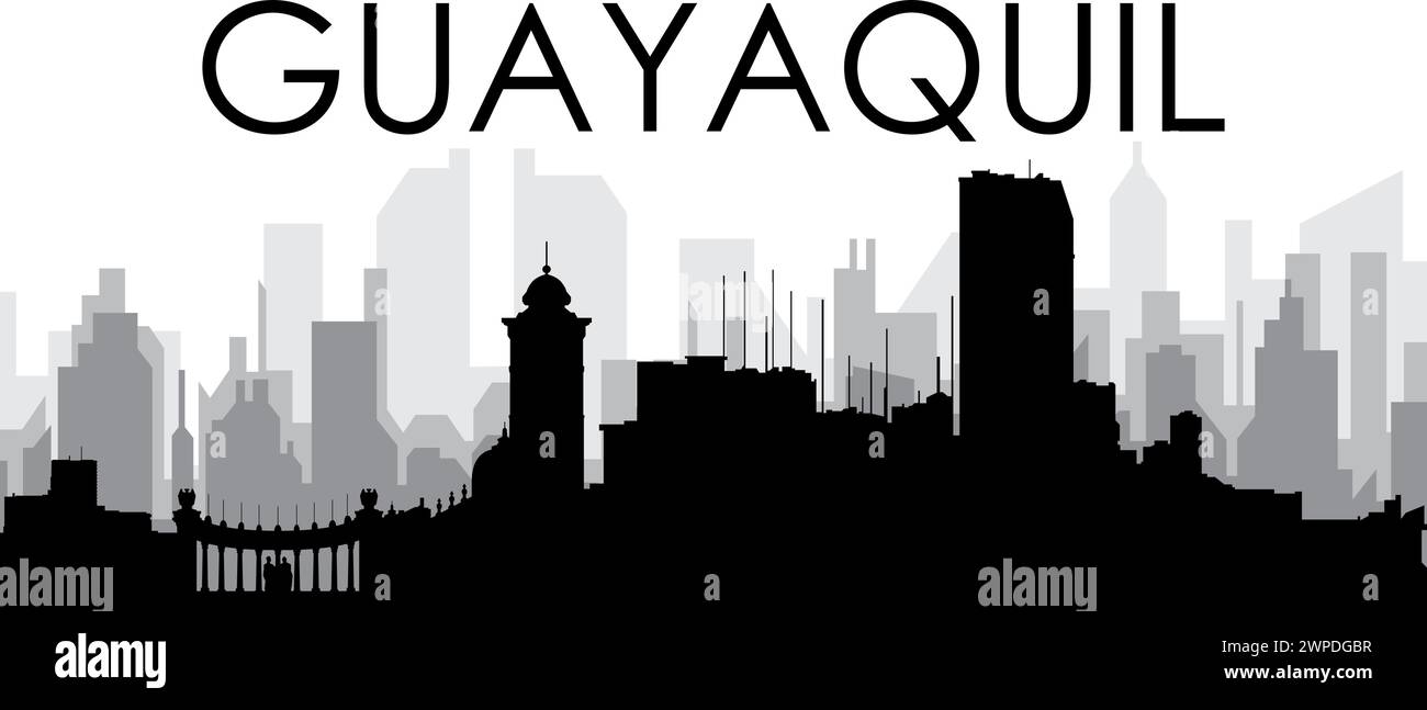 Cityscape skyline panorama of GUAYAQUIL, ECUADOR Stock Vector Image ...