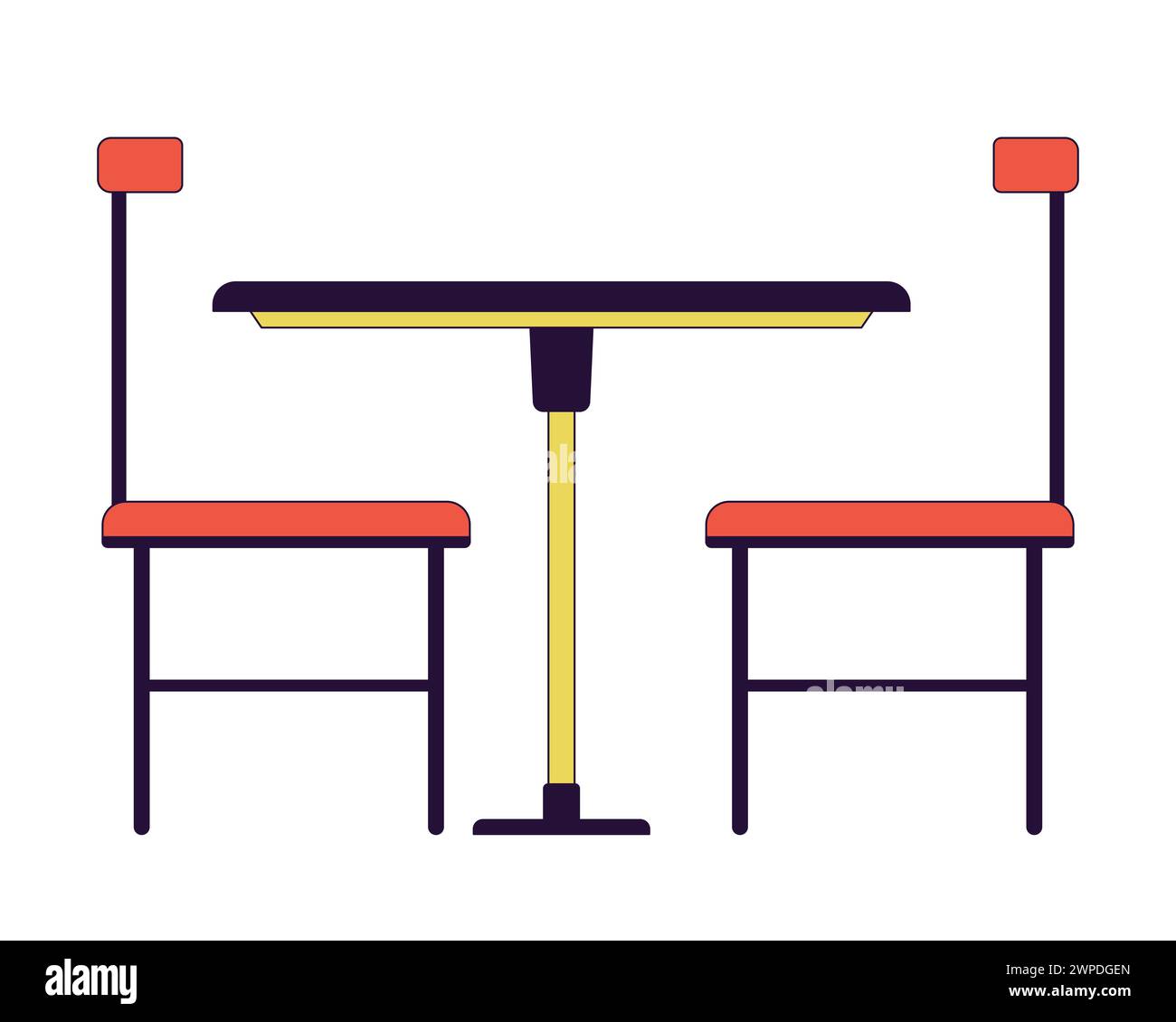 Cafeteria table chairs 2D linear cartoon object Stock Vector Image ...