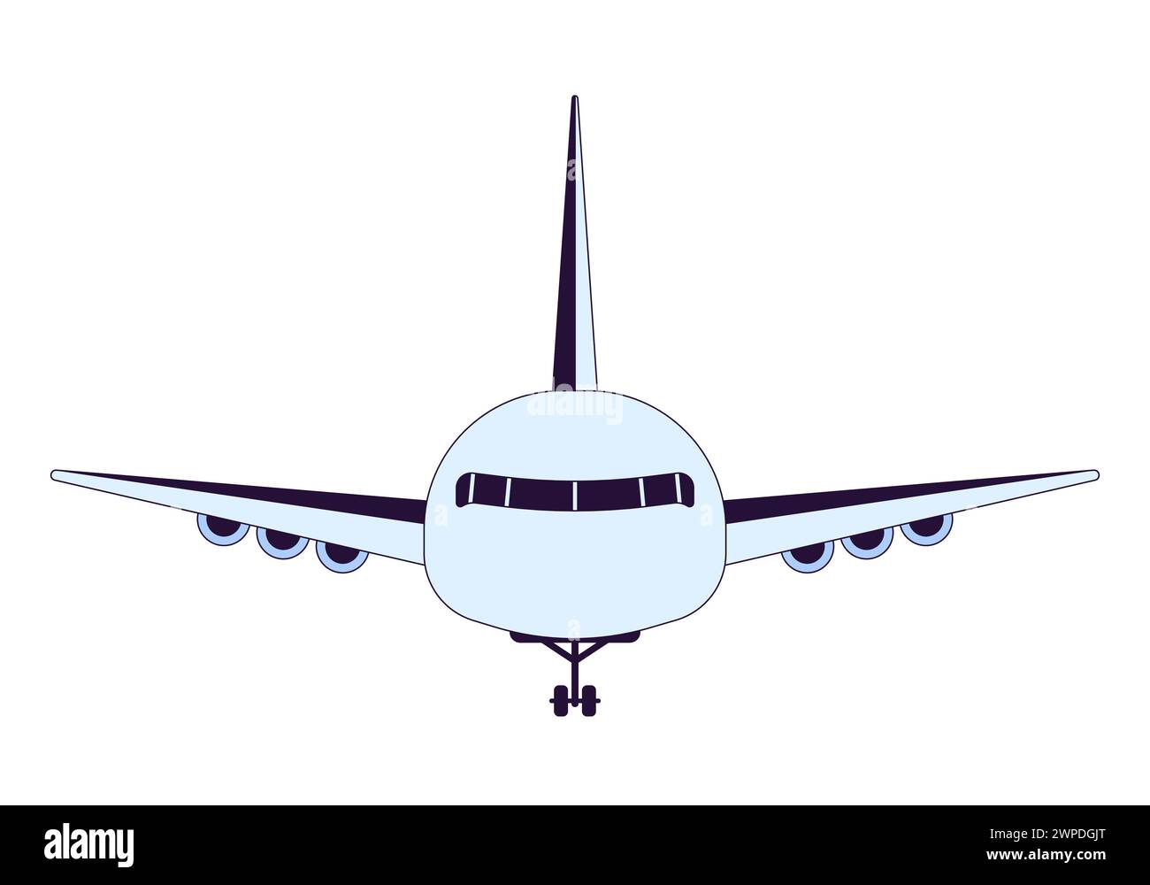 Airplane front view 2D linear cartoon object Stock Vector Image & Art ...