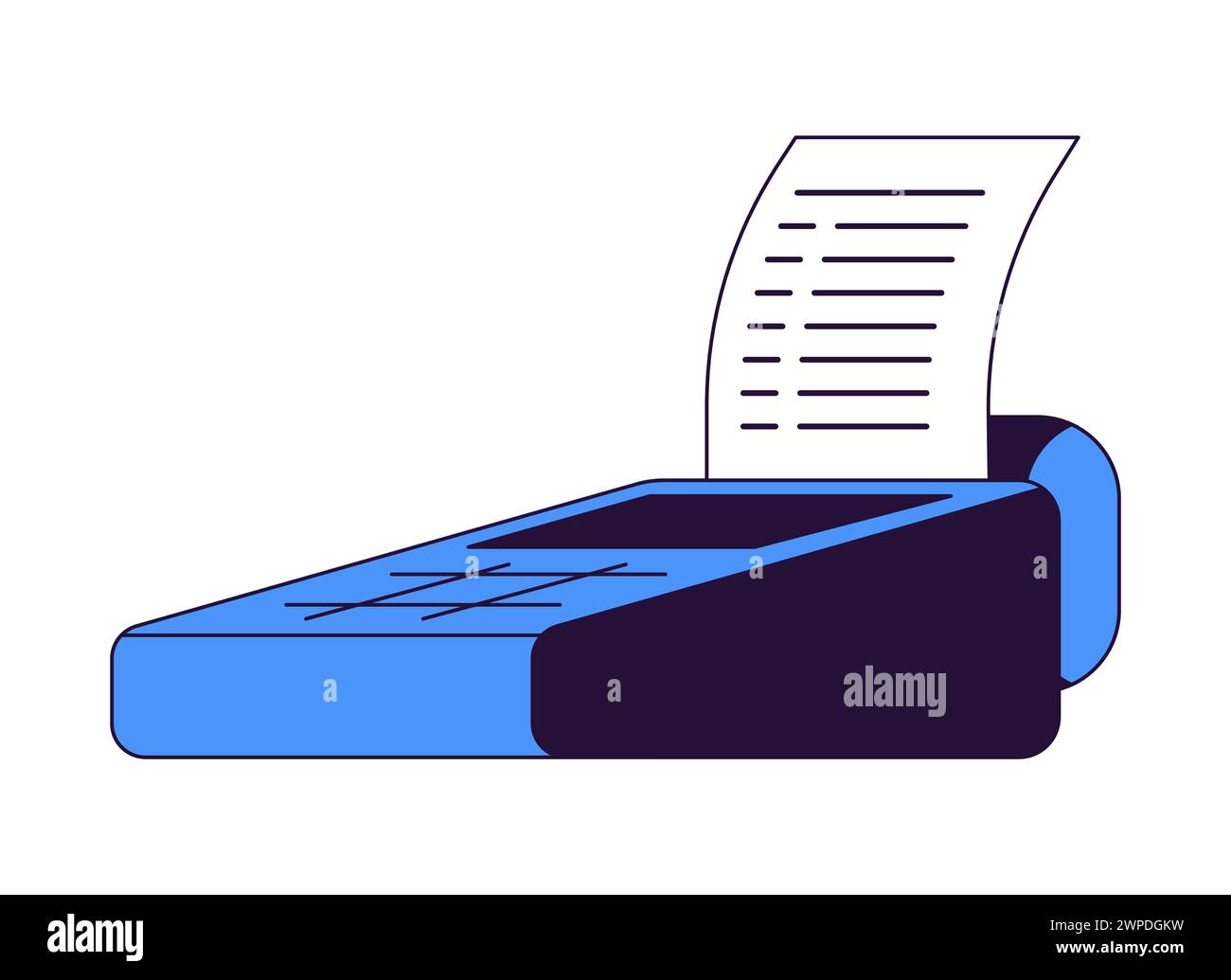 Pos terminal with receipt 2D linear cartoon object Stock Vector Image ...