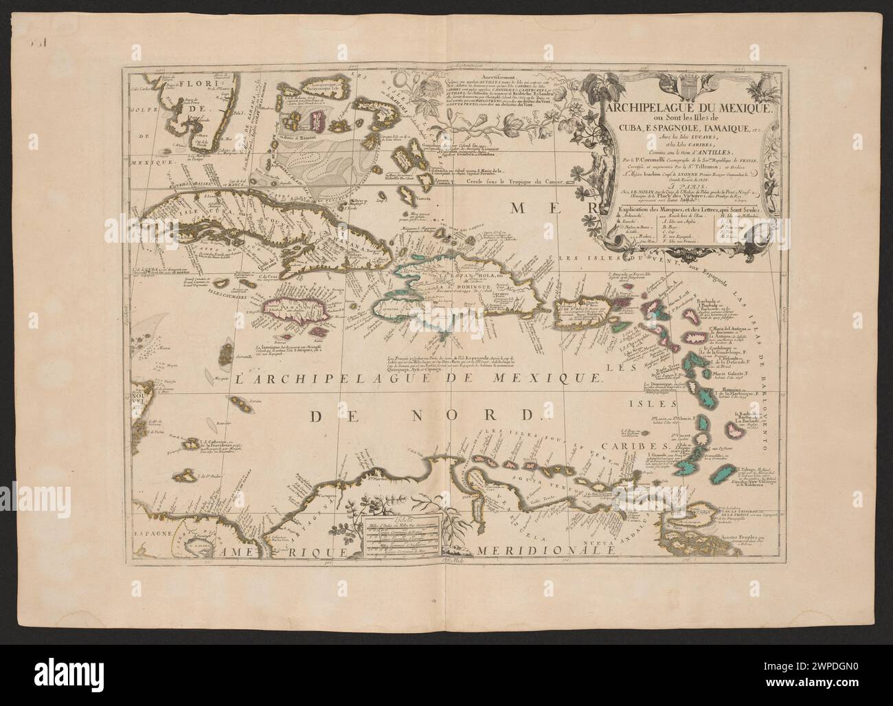 Map depicting the archipelago of Mexico including Cuba, Hispaniola ...