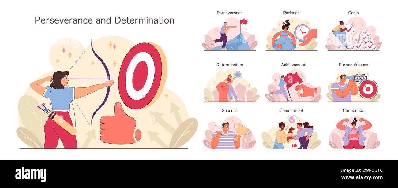 Perseverance and Determination set. Various characters embodying ...