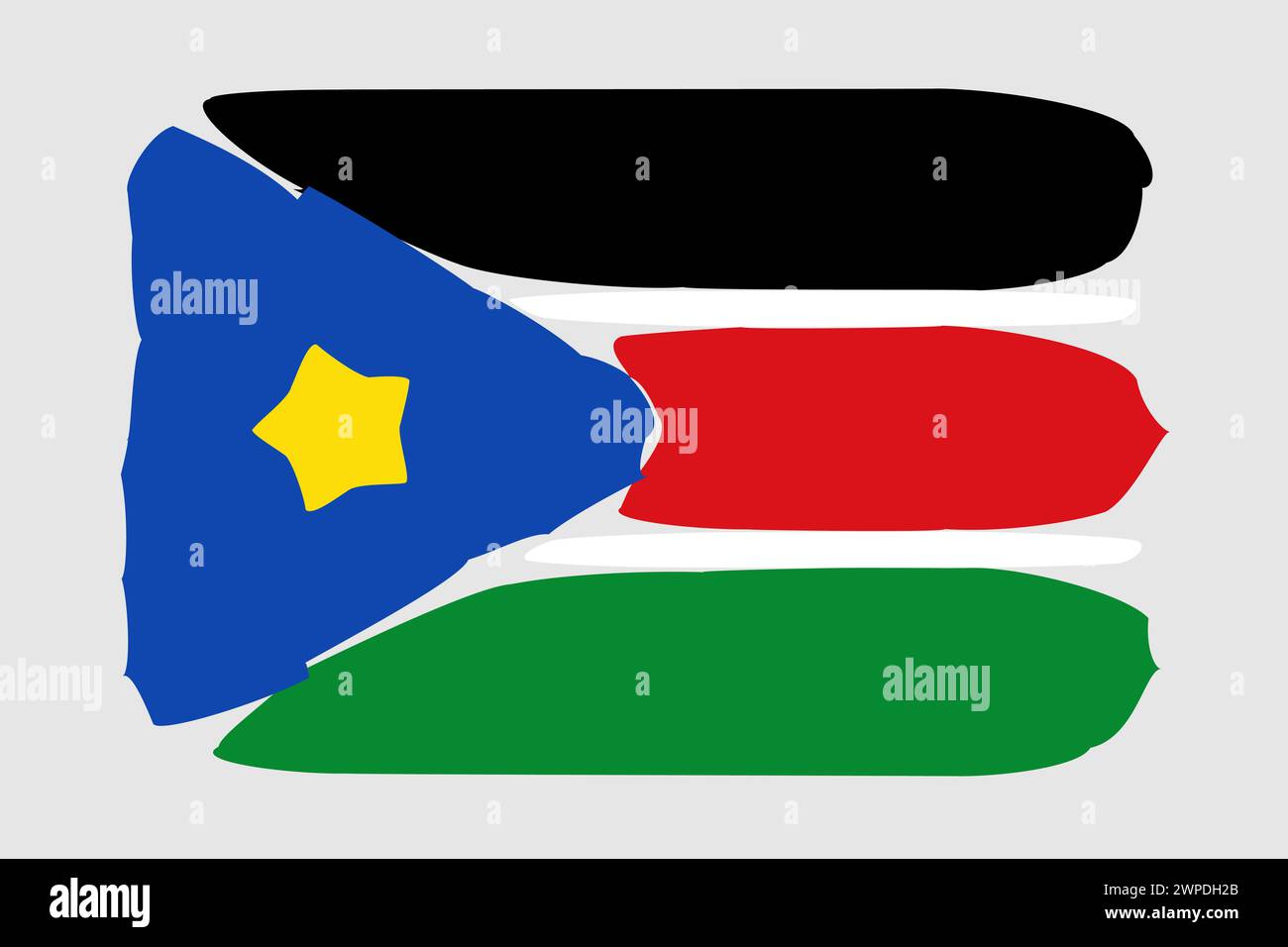 South Sudan flag - painted design vector illustration. Vector brush ...