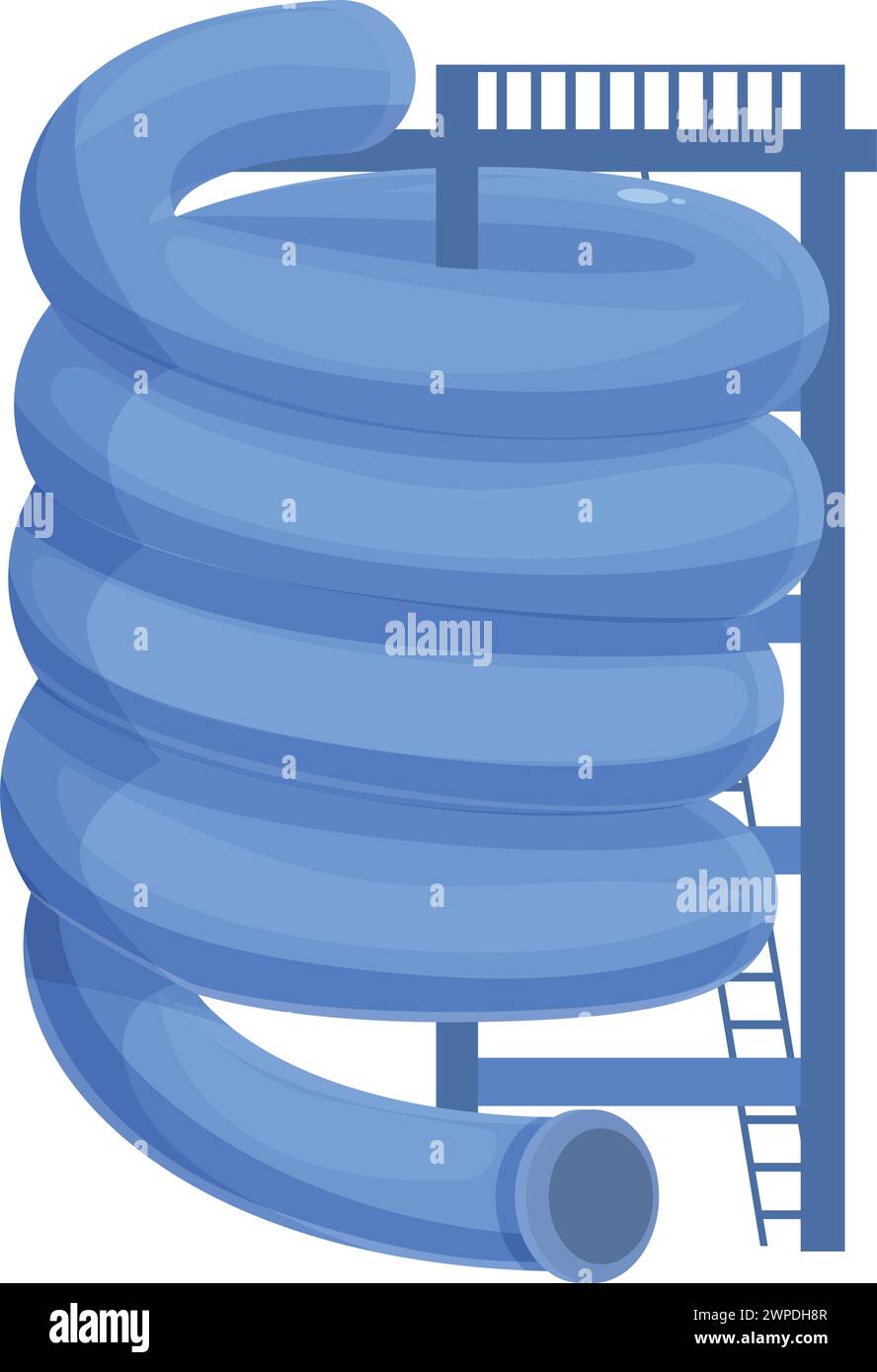 Spiral water slide tube icon cartoon vector. Plastic beach attraction ...