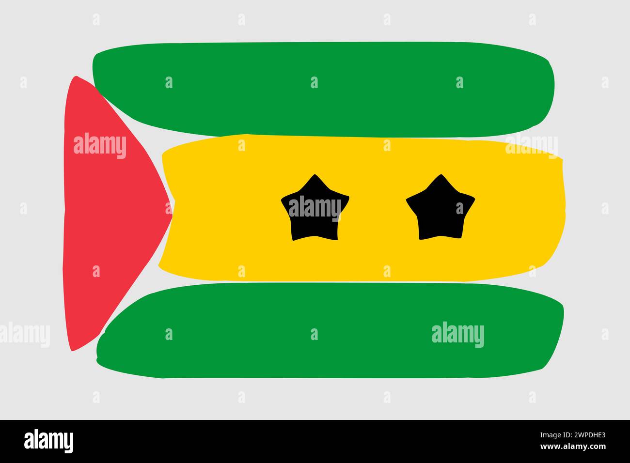 Sao Tome and Principe flag - painted design vector illustration. Vector ...
