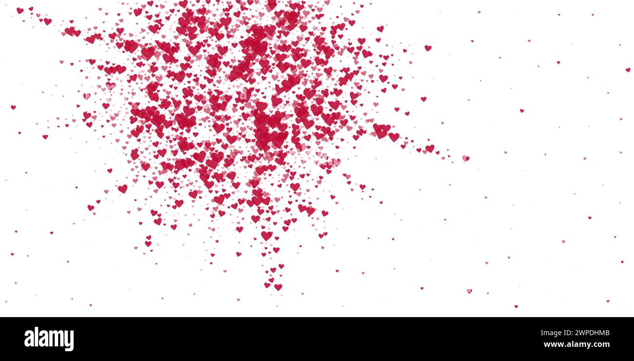 Sprinkled hearts valentine template. Red hearts scattered on white ...