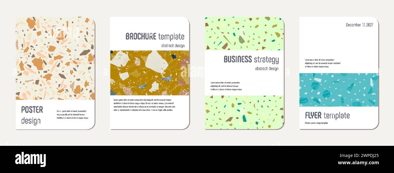 Notepad cover design. Terrazzo abstract background made of natural ...
