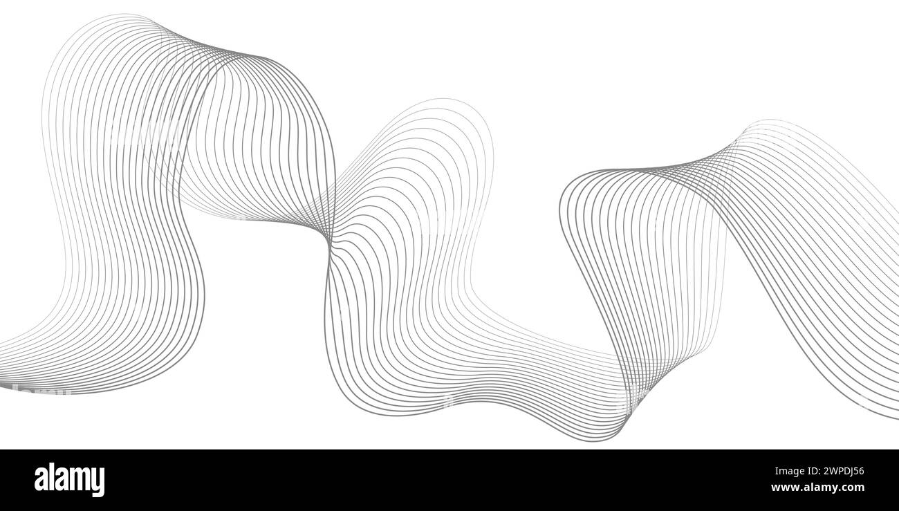 Undulate Grey Wave Swirl, frequency sound wave, twisted curve lines ...
