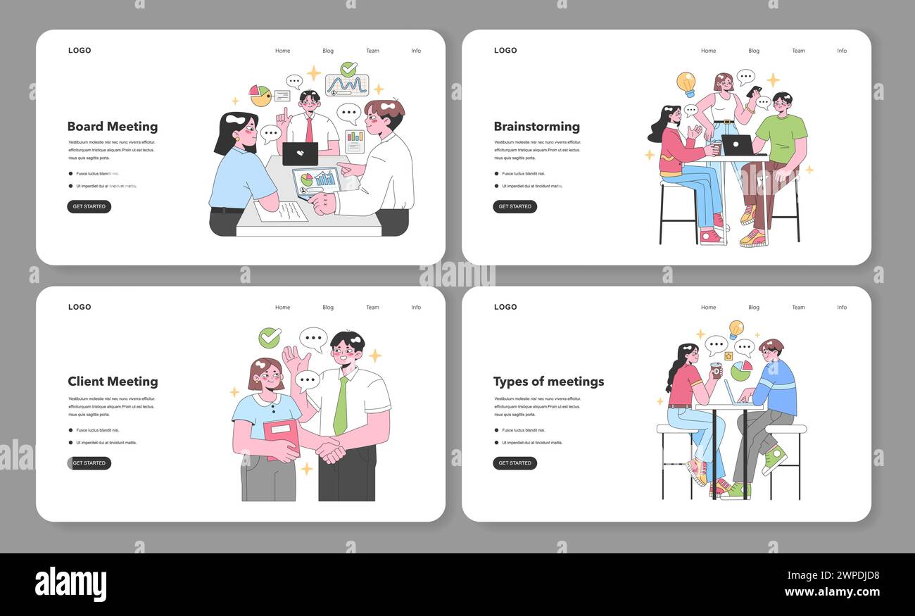 Professional meeting set. Teams collaboratively working at office ...