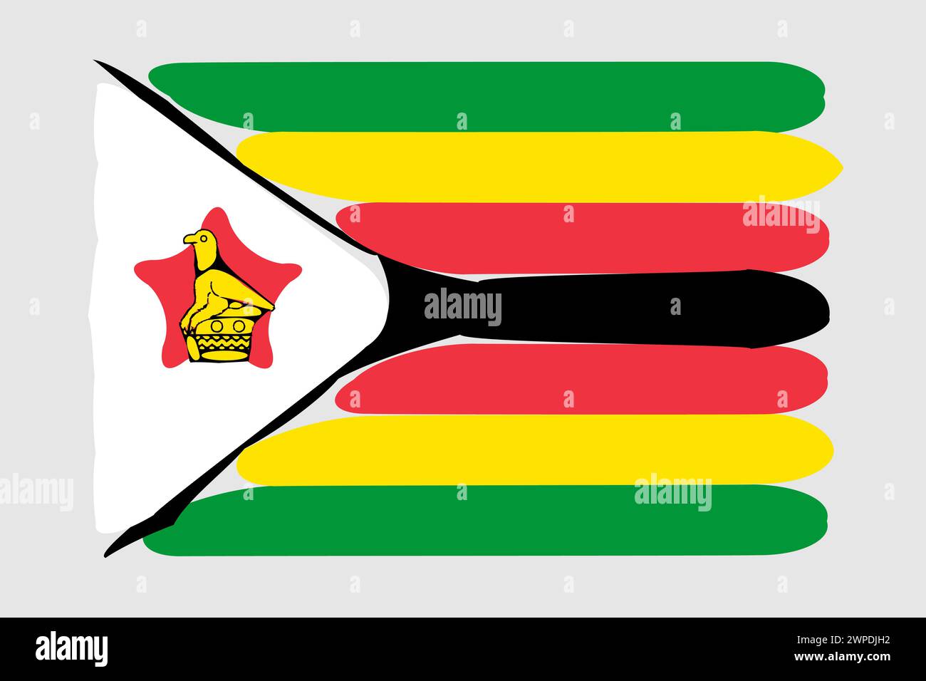 Zimbabwe flag - painted design vector illustration. Vector brush style ...