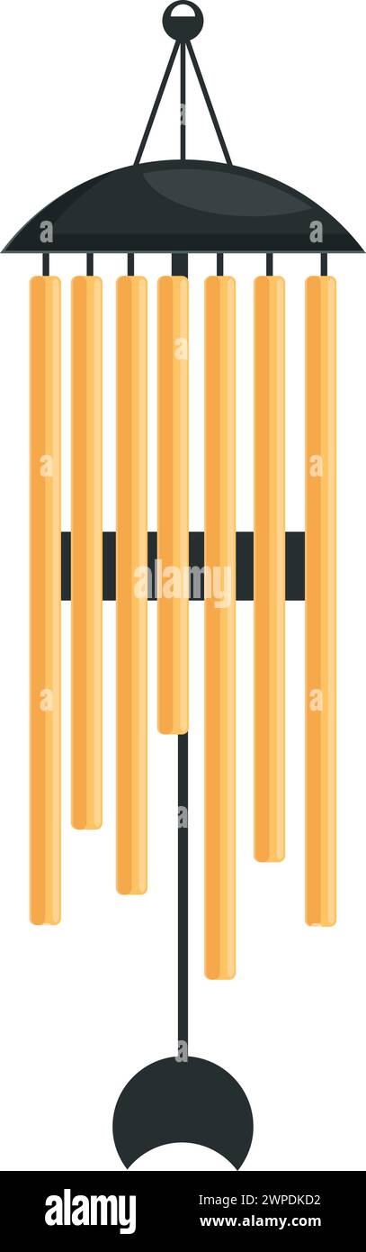 Metal wind chime icon cartoon vector. Sound nature wind. Cloud summer ...