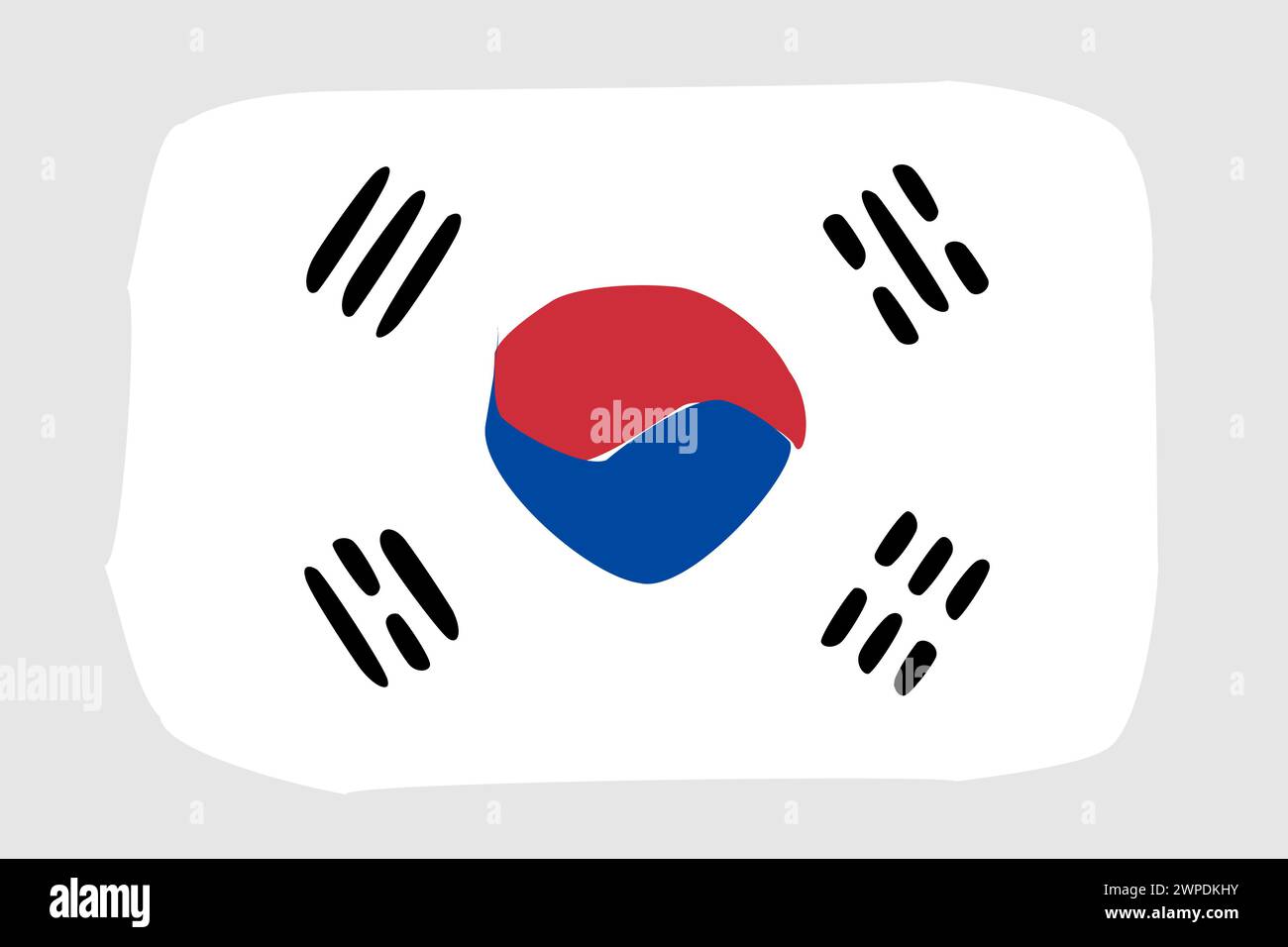 South Korea flag - painted design vector illustration. Vector brush ...