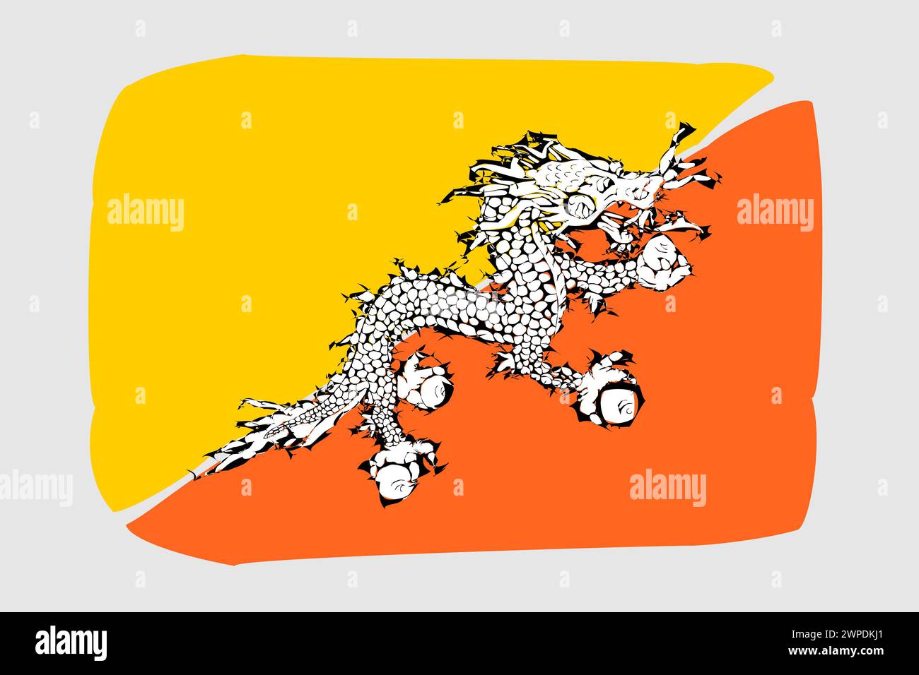 Bhutan flag - painted design vector illustration. Vector brush style ...